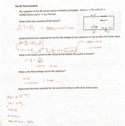 Solved The RC Time Constant The Capacitor In The RC Circuit Chegg