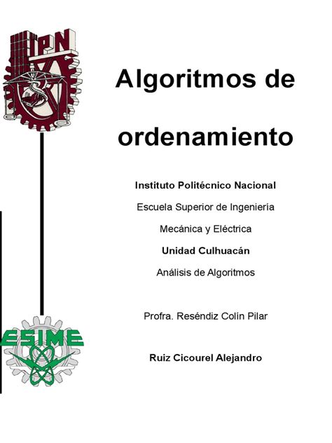 Ordenamiento Pdf Estructura De Datos De Matriz Algoritmos