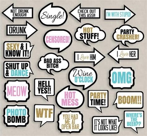 Adult Phrases Printable Photo Booth Props Adult Party Props Instant Download Photobooth