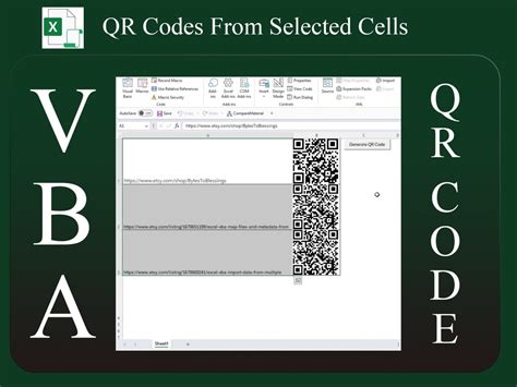 Excel Vba Create Qr Codes From Selected Cells Using Qr Code Generator Api Excel Macro Etsy