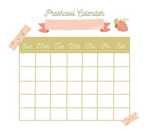 Preschool Calendar Printable