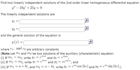 [solved] Find Two Linearly Independent Solutions Of The 2nd Order Linear Course Hero