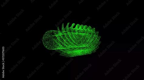 3d Milling Cutter Rotates On Black Bg Object Dissolved Green Flickering Particles 60 Fps