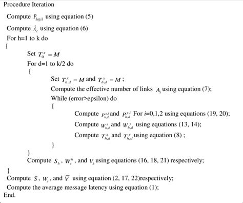 the iterative procedure used to compute the main variables of the