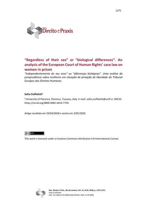 Pdf Regardless Of Their Sex” Or Biological Differences” An Analysis Of The European Court
