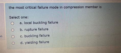 Solved The Most Critical Failure Mode In Compression Member Chegg Com