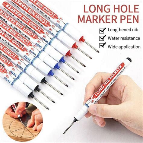 20mm Deep Hole Long Nib Head Markers Metal Perforating Pen Waterproof For Bathroom Woodworking