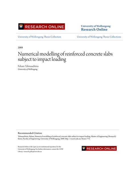 Pdf Reinforced Concrete Slabs Under Impact Loading