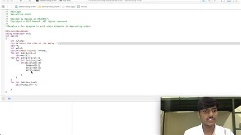 C Program To Sort An Array In Descending Order Youtube