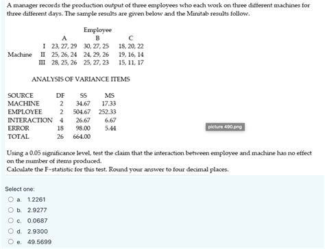 Solved A Manager Records The Production Output Of Three
