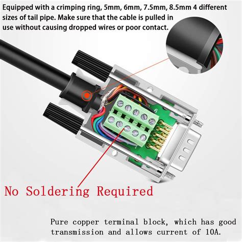 Getuscart Anmbest 2pcs Db9 Breakout Connector Solderless Metal Shell Rs232 D Sub Serial To 9