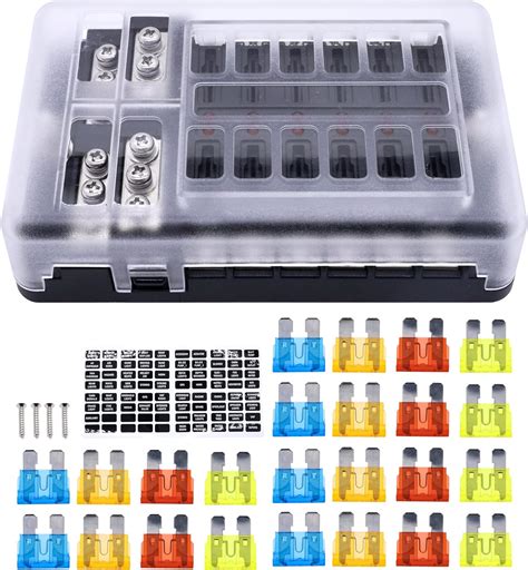 Hisport 12 Way 12v Blade Fuse Block With Led Indicator Waterproof Cover 12 Circuit