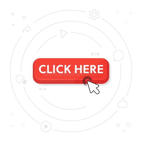 click here button with hand pointer clicking vector illustration on a white background stock