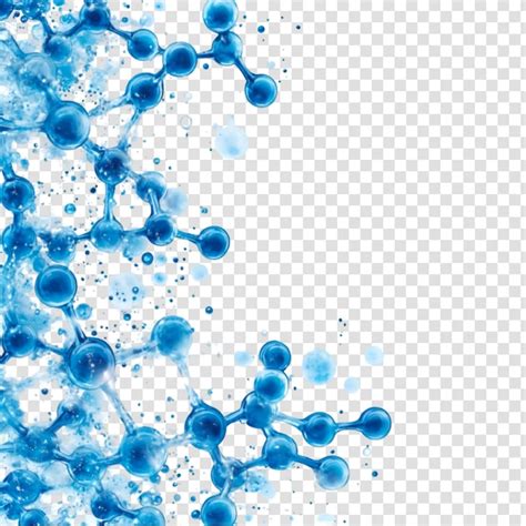 투명한 배경에서 과학적 시각화를 위한 동적 파란색 분자 구조 무료 Psd 파일