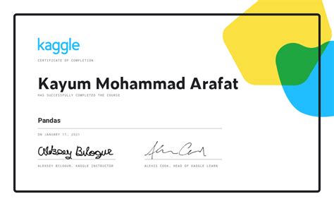 Kayum Mohammad Arafat Completed The Pandas Course On Kaggle