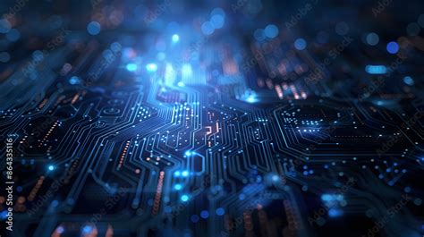 Abstract Technology Background Of A Computer System With Processor And Electronic Circuit