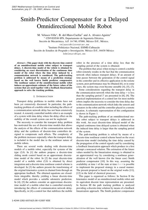 Pdf Smith Predictor Compensator For A Delayed Omnidirectional Mobile