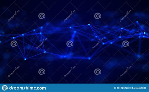 Abstract Technology Background Network Connection Structure On Blue Background 3d Rendering