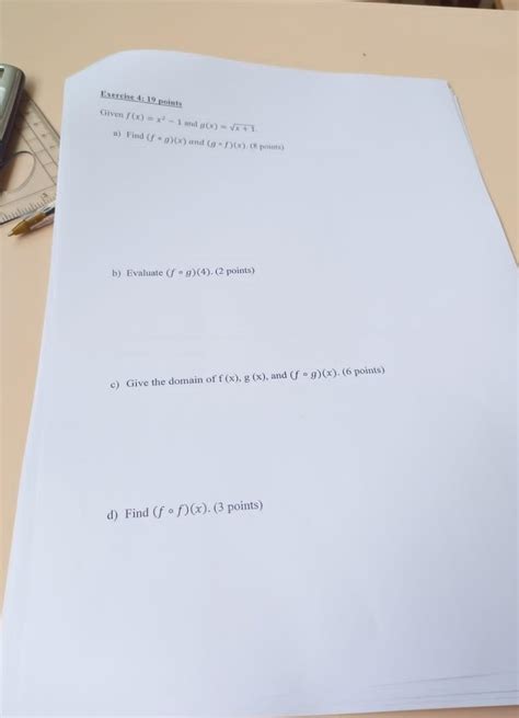 solved exercise 4 10 points given f x x2−1 and g x x 1 a