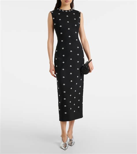 블랙 임벨리시드 울 블렌드 칵테일 드레스 Oscar De La Renta Mytheresa