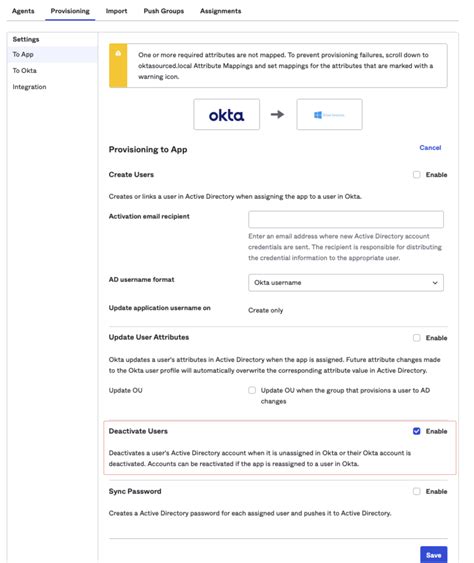 how to deprovision active directory users from okta