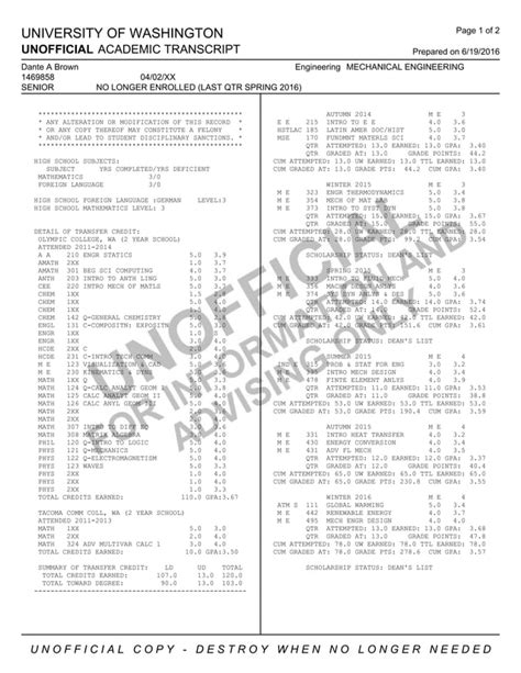 Uwunofficialtranscriptspring2016 Pdf Uwunofficialtranscriptspring2016 Pdf
