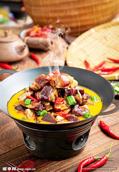 锅仔腊猪蹄摄影图 传统美食 餐饮美食 摄影图库 昵图网