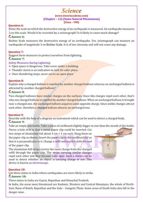 NCERT Solutions For Class 8 Science Chapter 12 Some Natural Phenomena