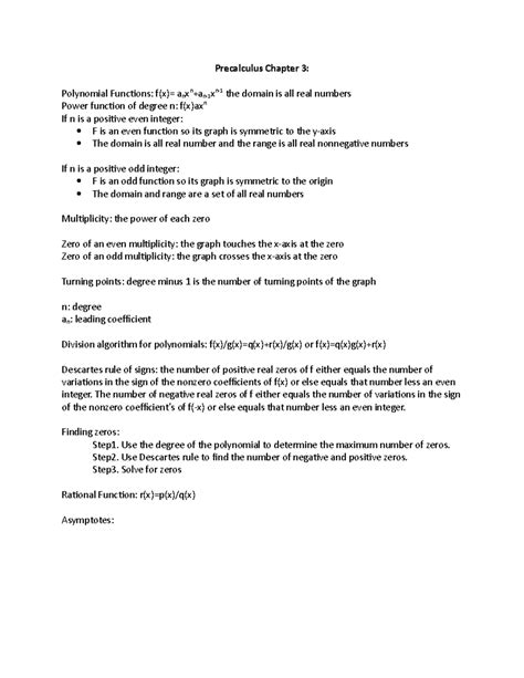 Precalculus Chapter 3 Polynomial Functions Precalculus Chapter 3 Polynomial Functions F X