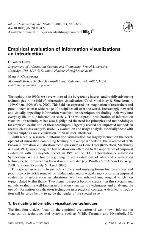Pdf Empirical Evaluation Of Information Visualizations An Introduction