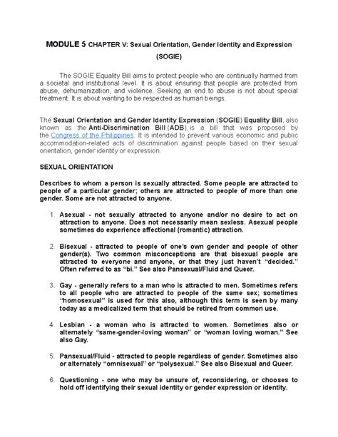 Module 5 Chapter V Lecture Notes 5 Gender And Society PangSU Studocu
