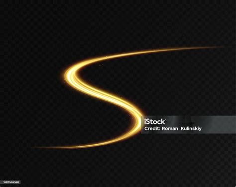 황금빛 소용돌이 광속 모션 효과 가벼운 흔적 반짝이는 물결 모양의 길 벡터 곡선에 대한 스톡 벡터 아트 및 기타 이미지 곡선 금색 돌기 Istock