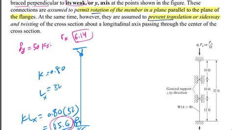 Ch 5 Compression Members Lecture 4 Example On Lateral Bracing Of Weak Axis Youtube