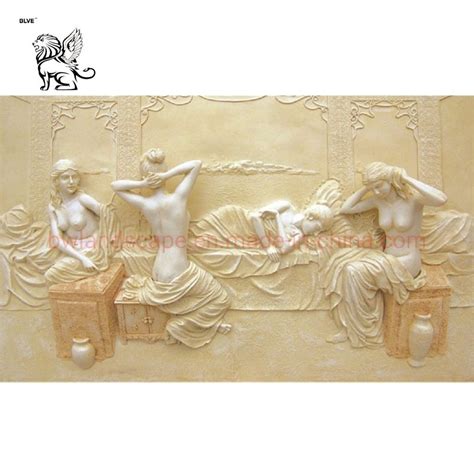 Blve Natural Stone Carving D Naked Women Marble Wall Relief Sculpture Relief Sculpture And