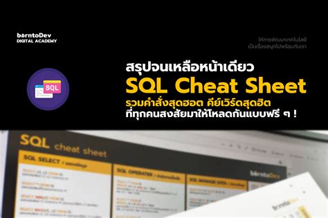 SQL Cheat Sheet สรปครบจบคำสงพนฐาน SQL ในหนาเดยว BorntoDev