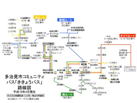 多治見市コミュニティバスききょうバス路線図平成19年3月31日以前