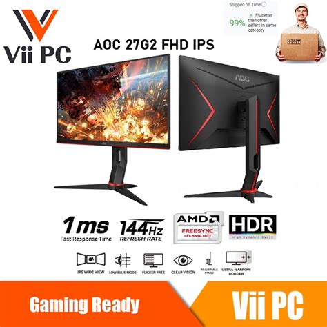 AOC 27G2 27 Frameless Gaming IPS Monitor FHD 1080P 1ms 144Hz NVIDIA G SYNC Compat Shopee