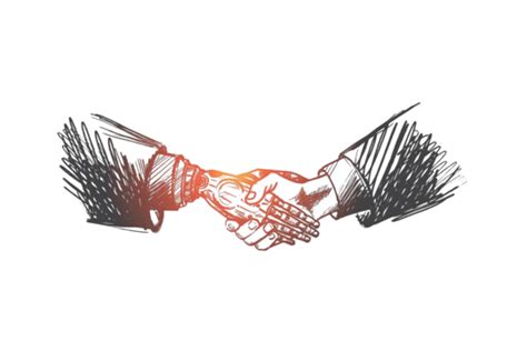 Bionic Concept Hand Drawn Isolated Vector Hardware Intelligence People