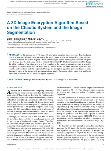 Pdf A 3d Image Encryption Algorithm Based On The Chaotic System And