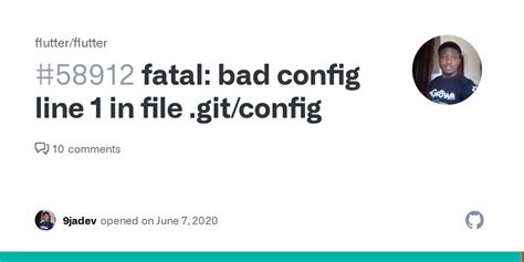 Fatal Bad Config Line In File Git Config Issue Flutter Flutter GitHub