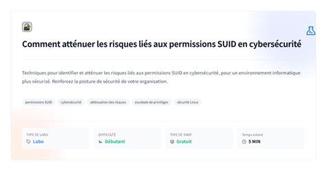 Atténuer Les Risques Des Permissions Suid En Cybersécurité Labex