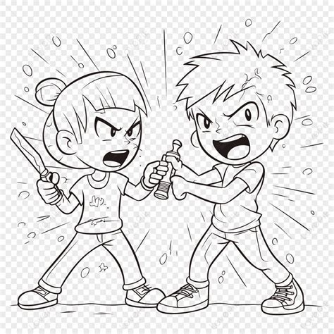 카와이 캐릭터 파이팅 컬러링 페이지 아웃라인 스케치 드로잉 벡터선 그리기헤어스타일 Png 일러스트 무료 다운로드 Lovepik