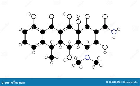Doxycycline Molecule Structural Chemical Formula Ball And Stick Model