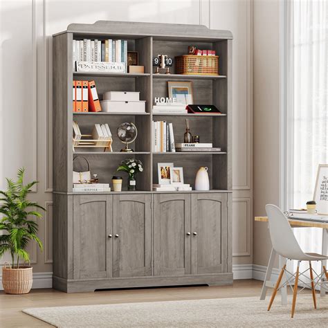 Homfa 73 Double Wide 6 Tier 4 Doors Bookcase8 Cubes Wood Display