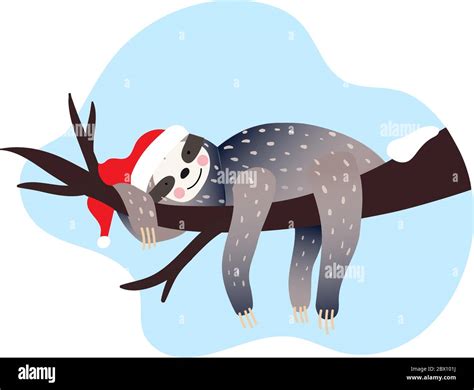 Cute Lazy Sloth Sleeping Stock Vector Image And Art Alamy