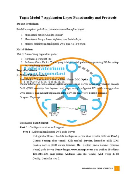 Tugas Modul 7 Application Layer Functionality And Protocols Pdf