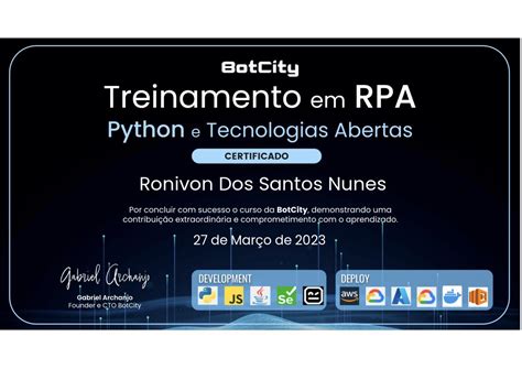 Rpa Com Python E Tecnologias Abertas This Digital Credential Was Issued By… Botcity