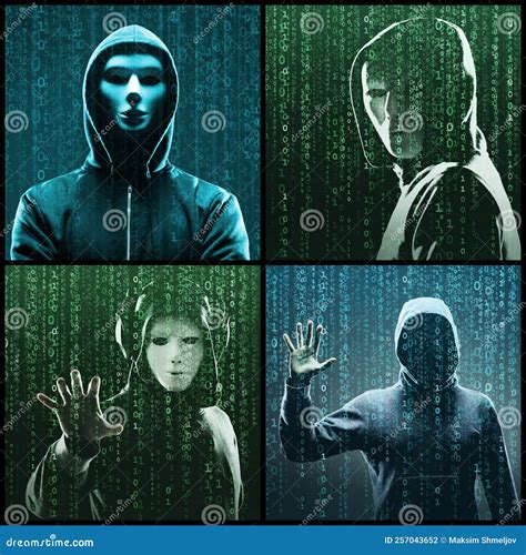 Portrait Of Computer Hacker In Hoodie Obscured Dark Face Data Thief Internet Fraud Darknet