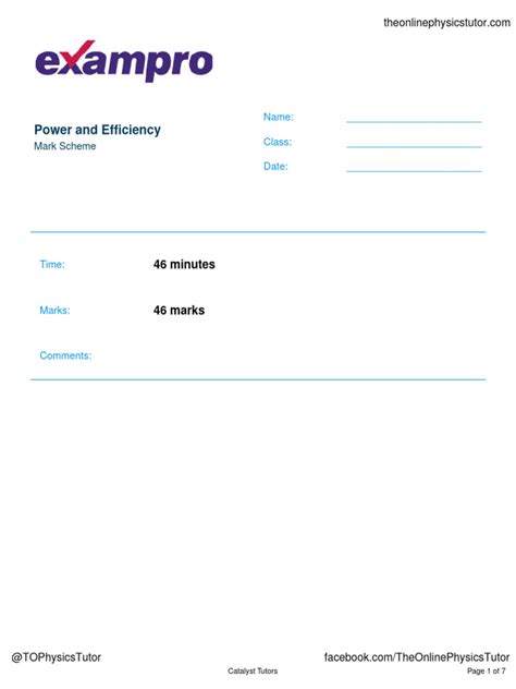 Gcse Aqa Power And Efficiency Ms Pdf Pollution Nature