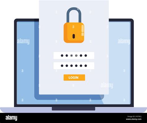 Laptop Showing Login Form With Password Protection System And A Padlock